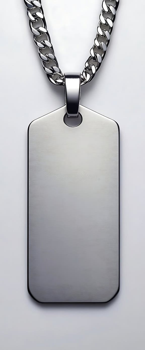 Rectangular Dog Tag on Chain, High-Resolution Product Photography ...