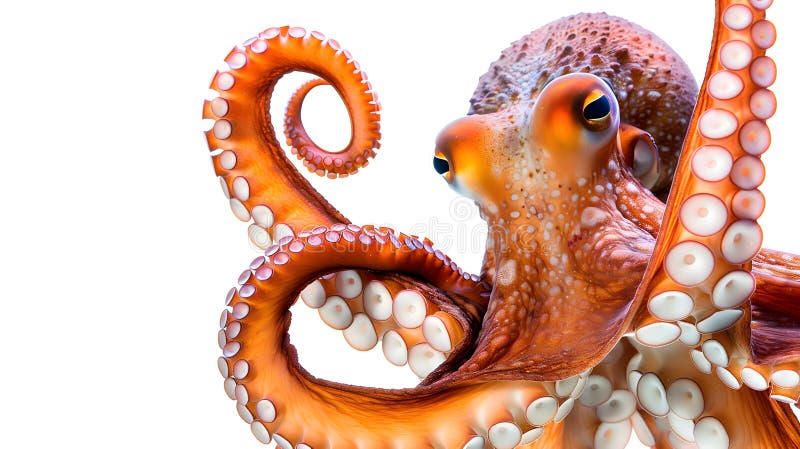 Octopus Full Image on Isolated White Background Stock Image - Image of ...
