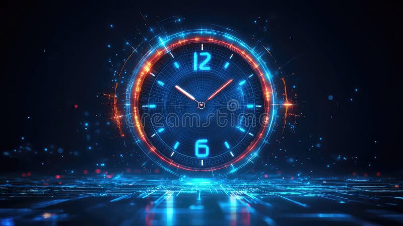 High-Resolution Futuristic Light Effect of Digital Clock Stock ...