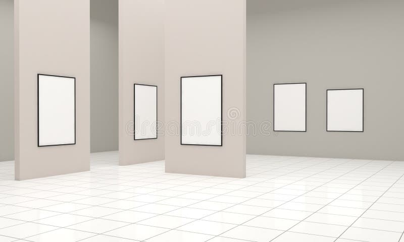 Modern Gallery Wall Mockup Blank Wall with Frames Display Artwork ...