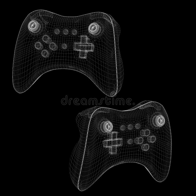 High Resolution Game Remote Controller with Black Background 3d ...