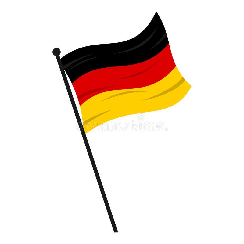 High Resolution German Flag Waving on Pole Isolated on White Background ...