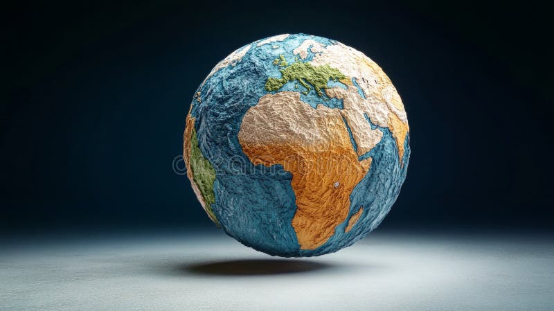 High-Resolution Globe Model Showcasing Detailed Textured Earth ...