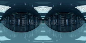 High Resolution HDRI Panoramic View of a Server Data Room Center. 360 ...