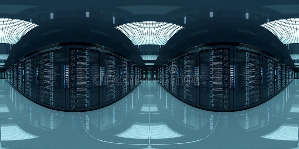 High Resolution HDRI Panoramic View of a Server Data Room Center. 360 ...