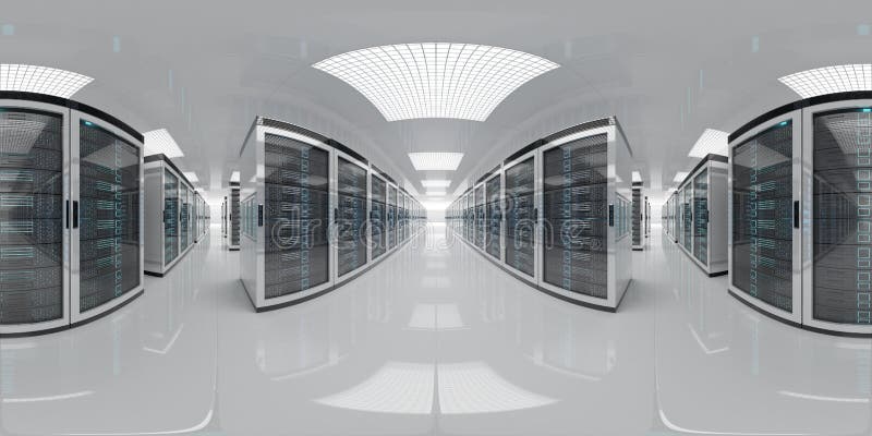 High Resolution HDRI Panoramic View of a Server Data Room Center. 360 ...