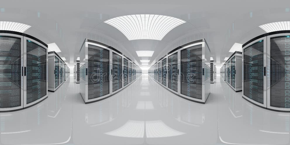 High Resolution HDRI Panoramic View of a Server Data Room Center. 360 ...
