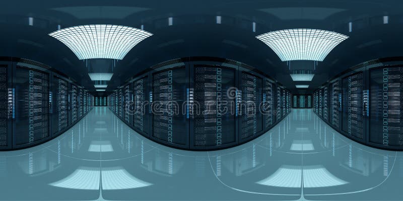 High Resolution HDRI Panoramic View of a Server Data Room Center. 360 ...