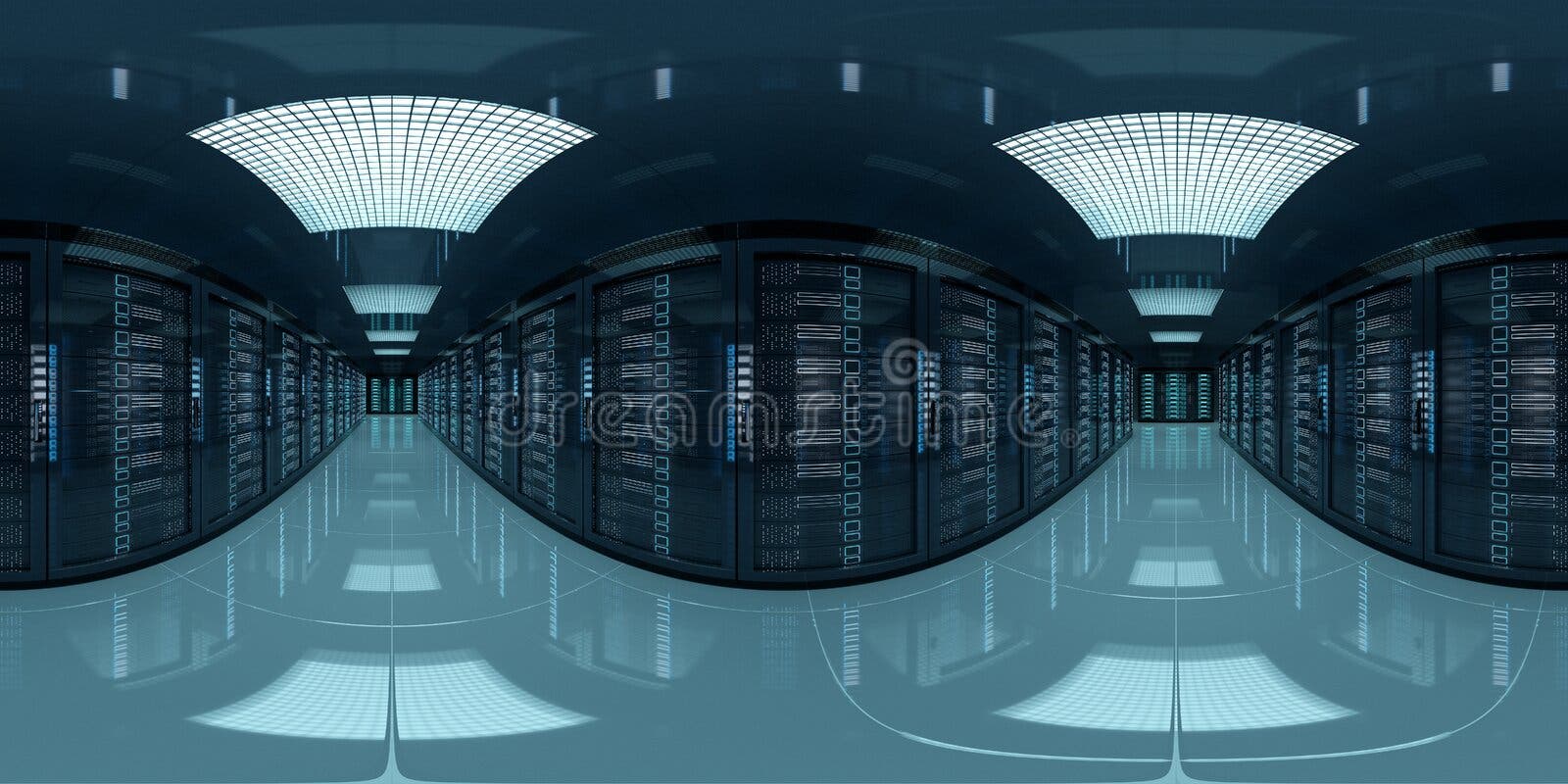 High Resolution HDRI Panoramic View of a Server Data Room Center. 360 ...