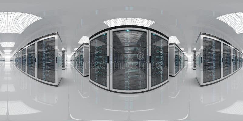 High Resolution HDRI Panoramic View of a Server Data Room Center. 360 ...