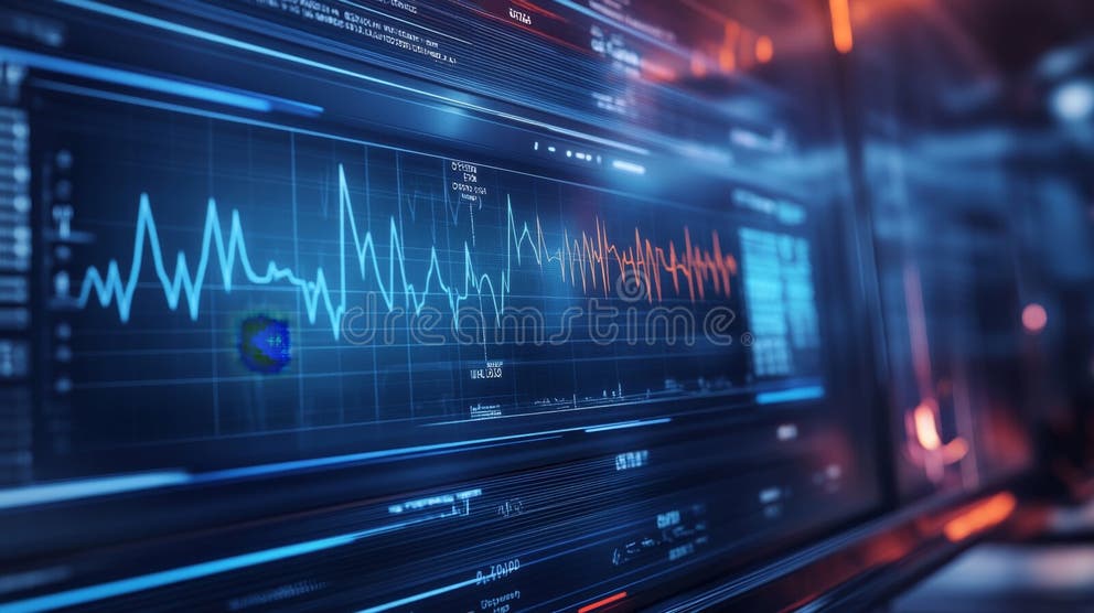 High-Resolution Heart Rate Monitor Display with Dynamic Waveforms and Data Graphics for Health ...