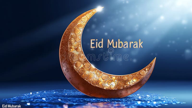Attractive Eid Mubarak Wallpaper Featuring Crescent Moon Shape Stock ...