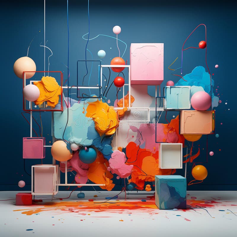 Vibrant Geometric Chaos: an Abstract Artistic Depiction of Stress Stock ...