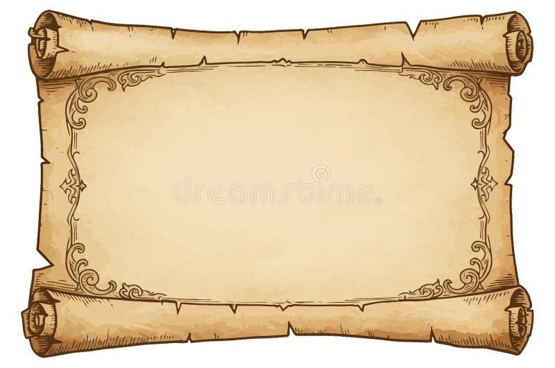 Antique Parchment Scroll with Ornate Frame Stock Vector - Illustration ...