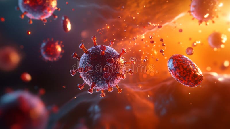 High Resolution Illustration of Immune Cells and Virus Interactions ...