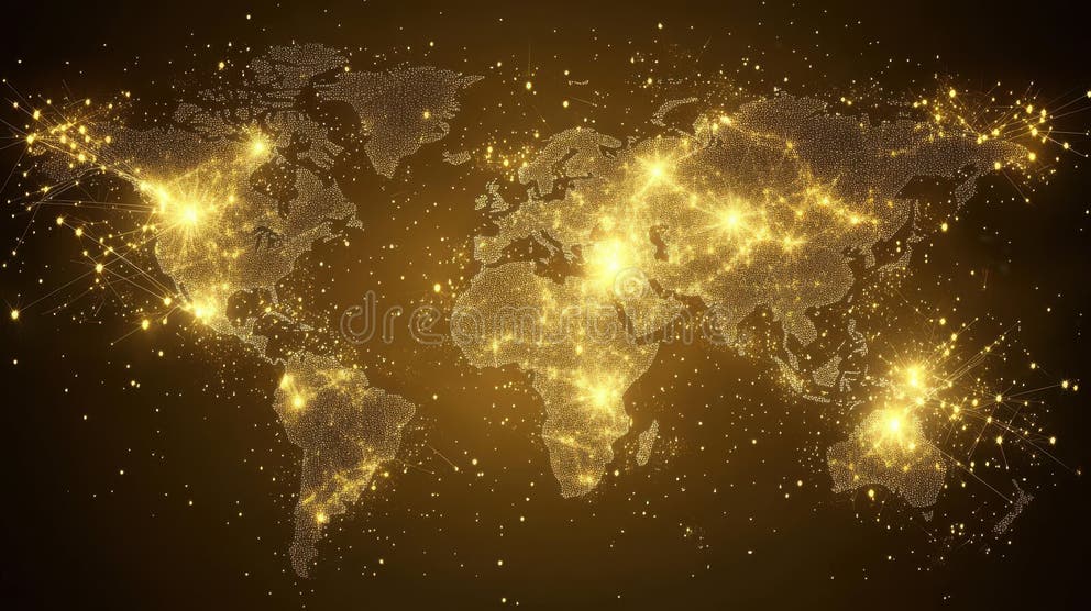 A Stunning Image of Abstract Global Network Connection on Gold ...