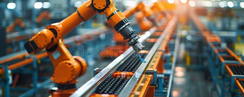 High-tech Automated Manufacturing and Assembly Line in Modern Factory ...