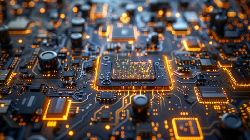 High Resolution Image of an Advanced Electronic Circuit Board with ...