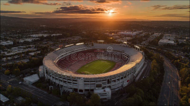 A Stunning Image of Aerial View of a Soccer Stadium during Sunset ...