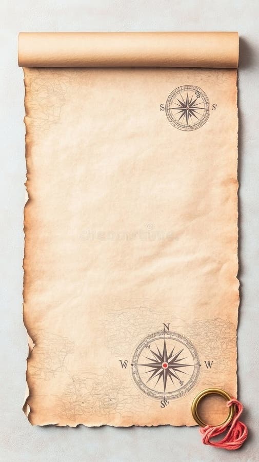 Antique Parchment Scroll with Compass Roses Vintage Travel and ...