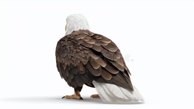 Majestic Bald Eagle Rear View, Isolated on White Background Stock ...