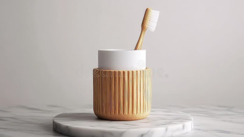 High-Resolution Image of Bamboo Toothbrush Holder and Toothpaste Tube ...