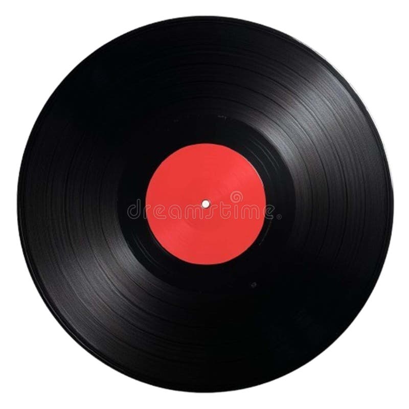Close-Up Shot of a Classic Vinyl Record with a Red Center Label ...