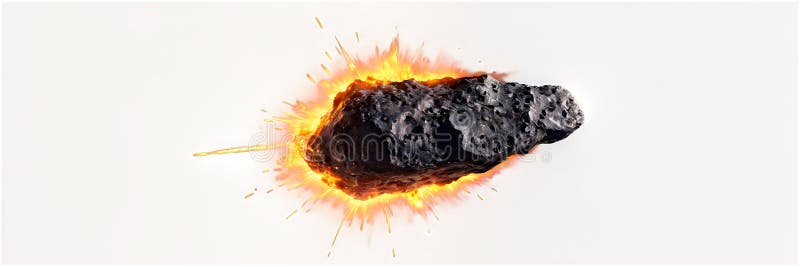 High-Resolution Image of a Meteorite Burning with Fire, Isolated on a ...