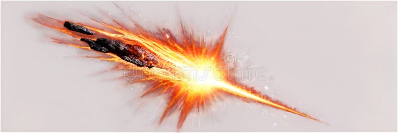 High-Resolution Image of a Meteorite Burning with Fire, Isolated on a ...