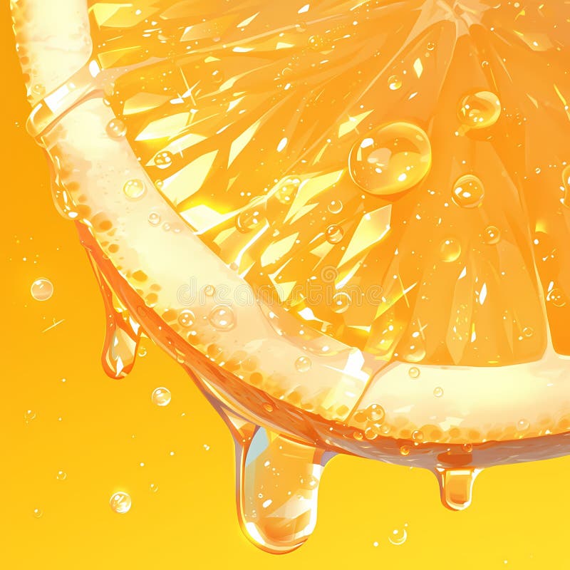 Bright Juicy Orange Slice with Drops Stock Illustration - Illustration ...