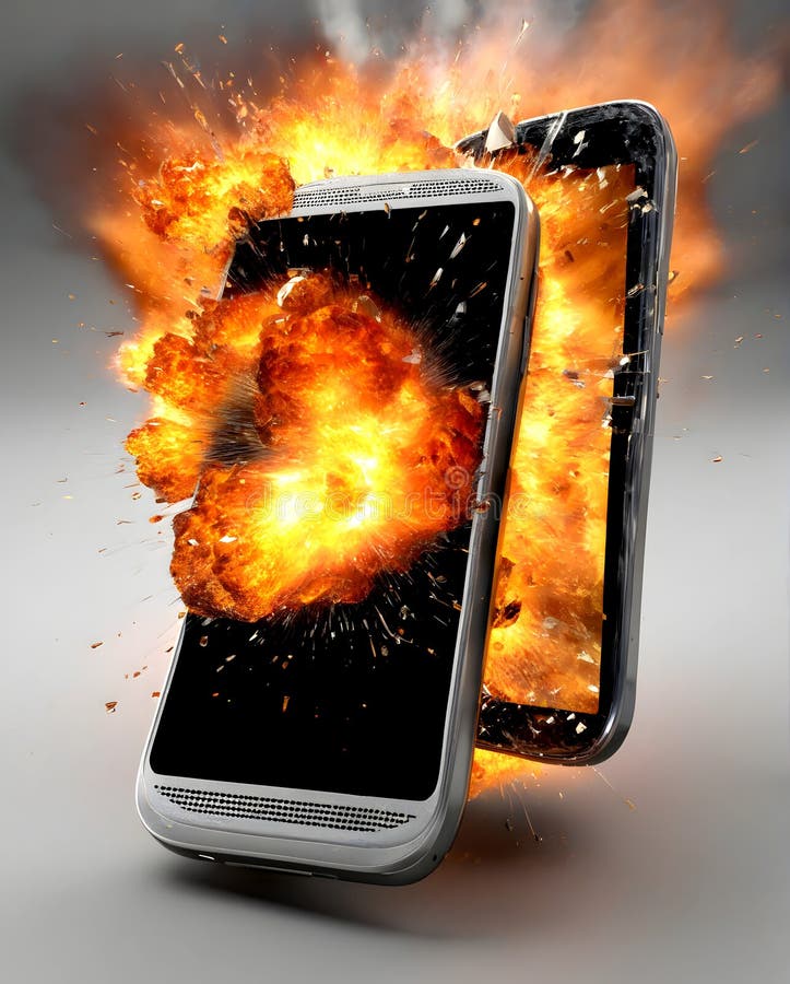 Lithium Battery Explosion in Smartphone - Ai Generated Illustration ...