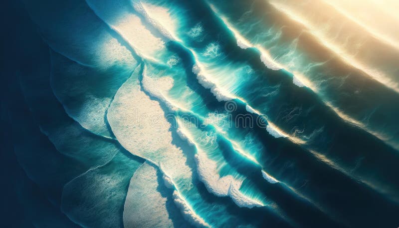 Abstract Aerial View of Turquoise Ocean Waves and Sandy Beach Texture ...
