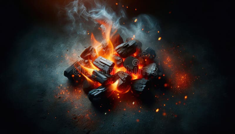 Glowing Campfire Embers at Night, AI Generated Stock Illustration ...