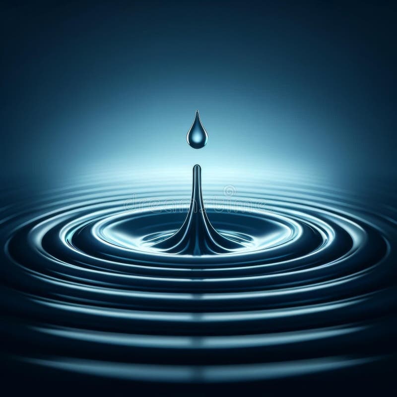 Water Drop Splash Creating Ripples, Abstract Concept Stock Illustration ...