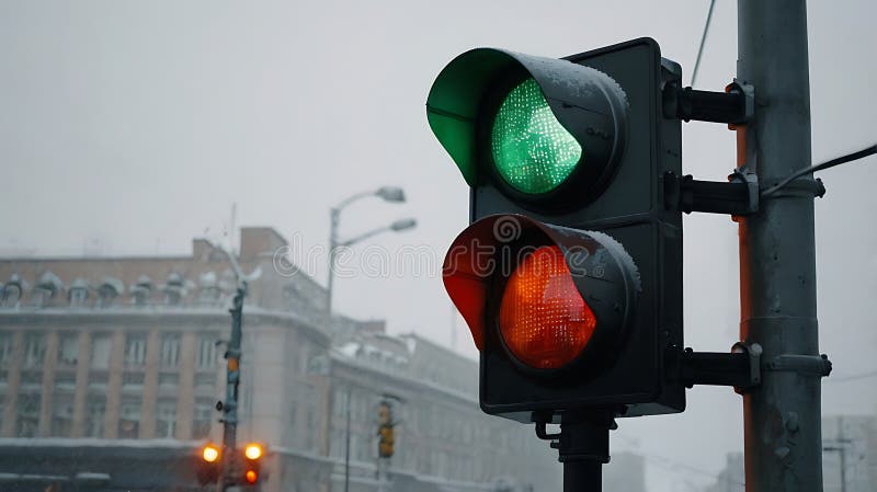 Traffic Light on Road: Red, Yellow, and Green Traffic Signals Ensuring ...
