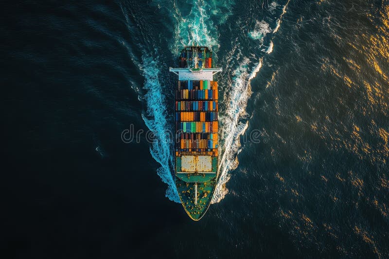 High-Resolution Image of Cargo Ship Sailing through Ocean Waves at ...