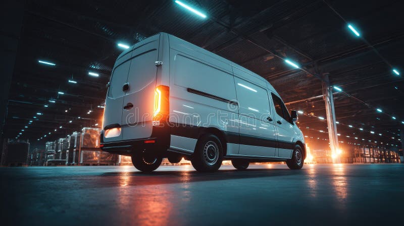 A Stunning Image of Cargo Van Waiting at Logistic Center, Delivery ...