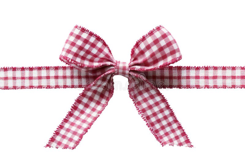 Red Gingham Bow Isolated on White Background Stock Image - Illustration ...