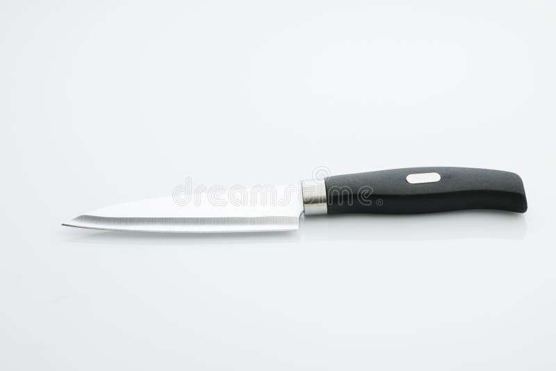 Kitchen: Top View of Kitchen Knife with Stainless Steel Blade on White ...