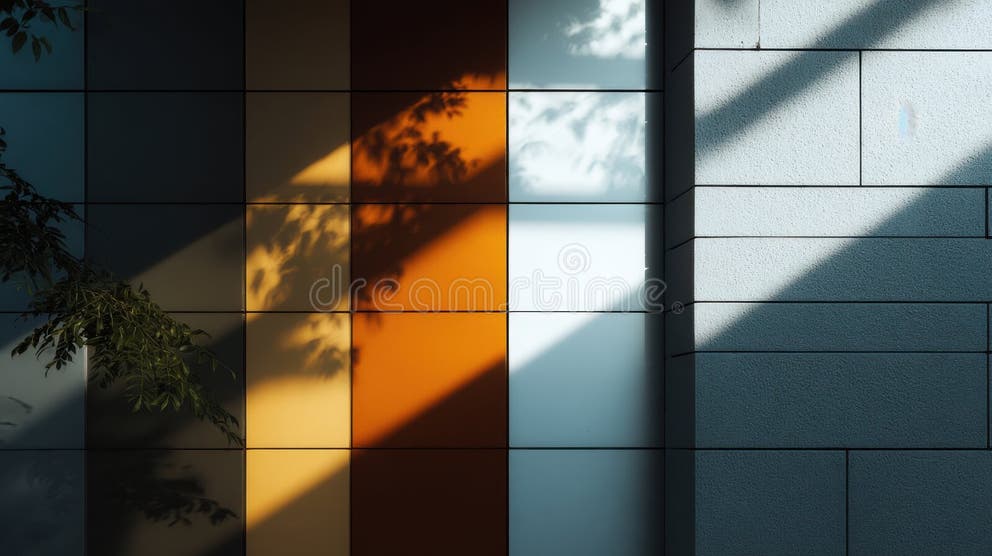 A Stunning Image of Colored Wall Panel with Shadows, Showing the Sun ...