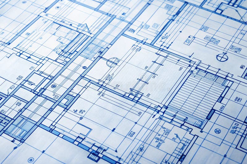 High Resolution Image of a Complex Architectural Blueprint, Displaying ...