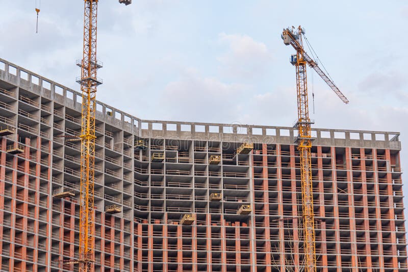 High-resolution Image of a Construction Site with Multiple Tall ...
