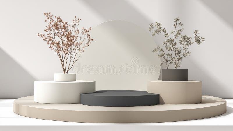 A Stunning Image of Contemporary Podium Setup with Round Platforms of ...