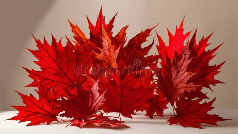 Maple Leaf Majesty: Realistic Image of Vibrant Red Maple Leaves in ...