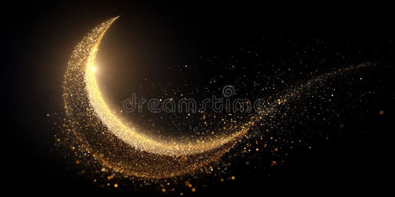 A Stunning Image of Crescent Moon with Glitter Particles Background ...