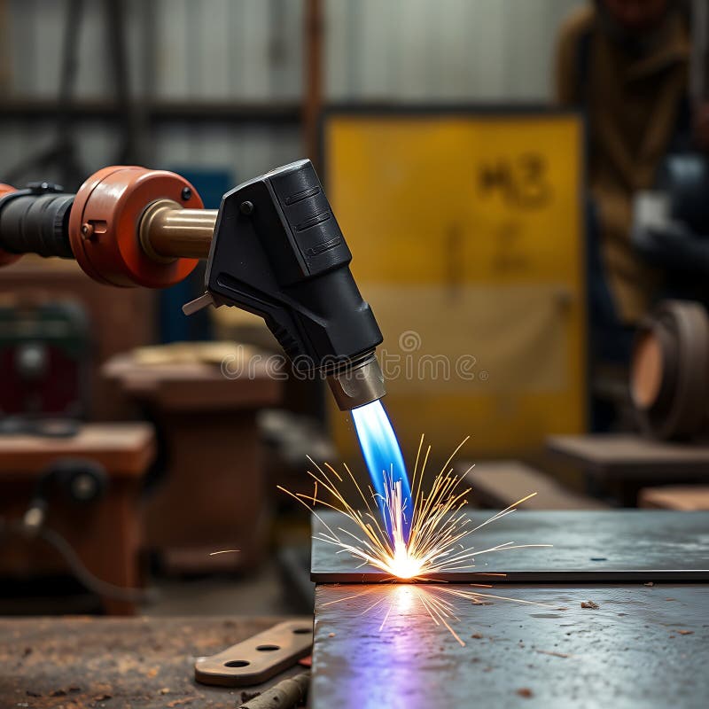 A High Resolution Image of a Cutting Torch with a Blue Flame Cutting ...