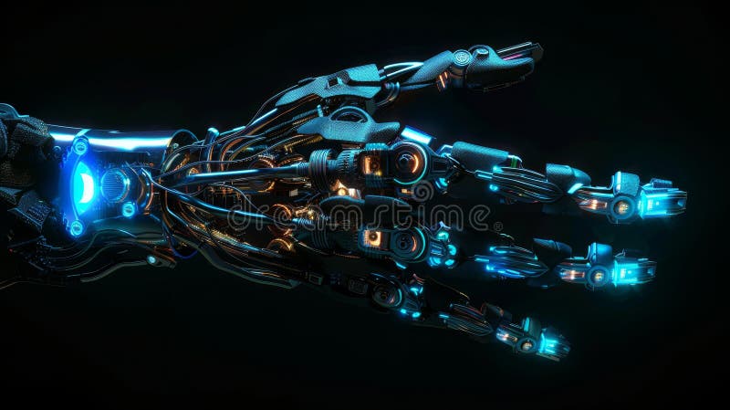 A High-resolution Image of a Cybernetic Hand with Intricate Mechanical ...