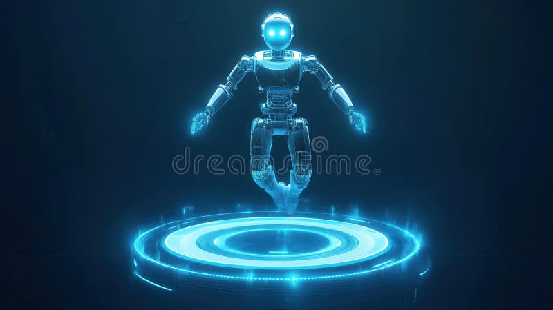 A Stunning Image of 3D Abstract Digital AI Robot Floating Above a Light ...