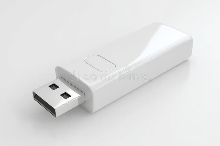 A Stunning Image of 3D Render of a Simple White Flash Drive on a Pure ...