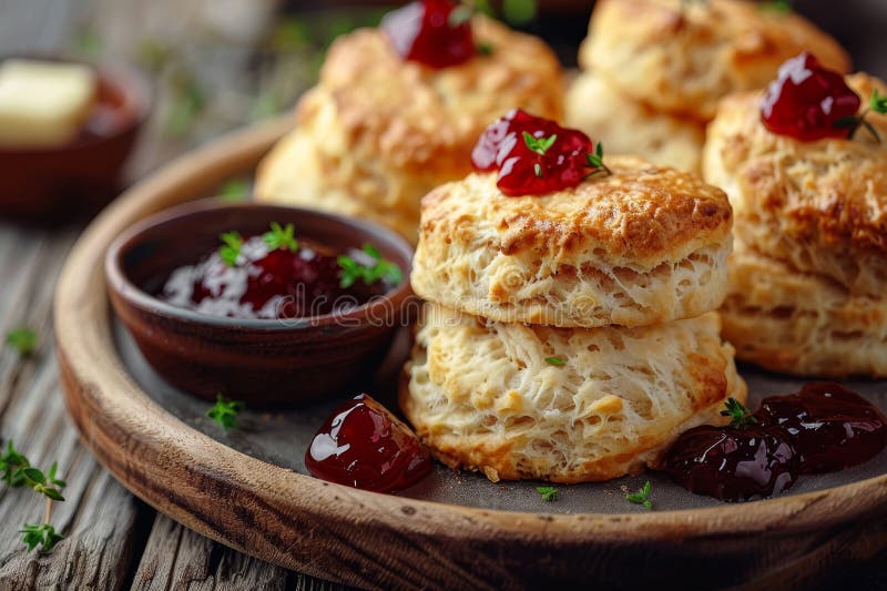 High Resolution Image of Delectable Golden Scones with Butter, a ...